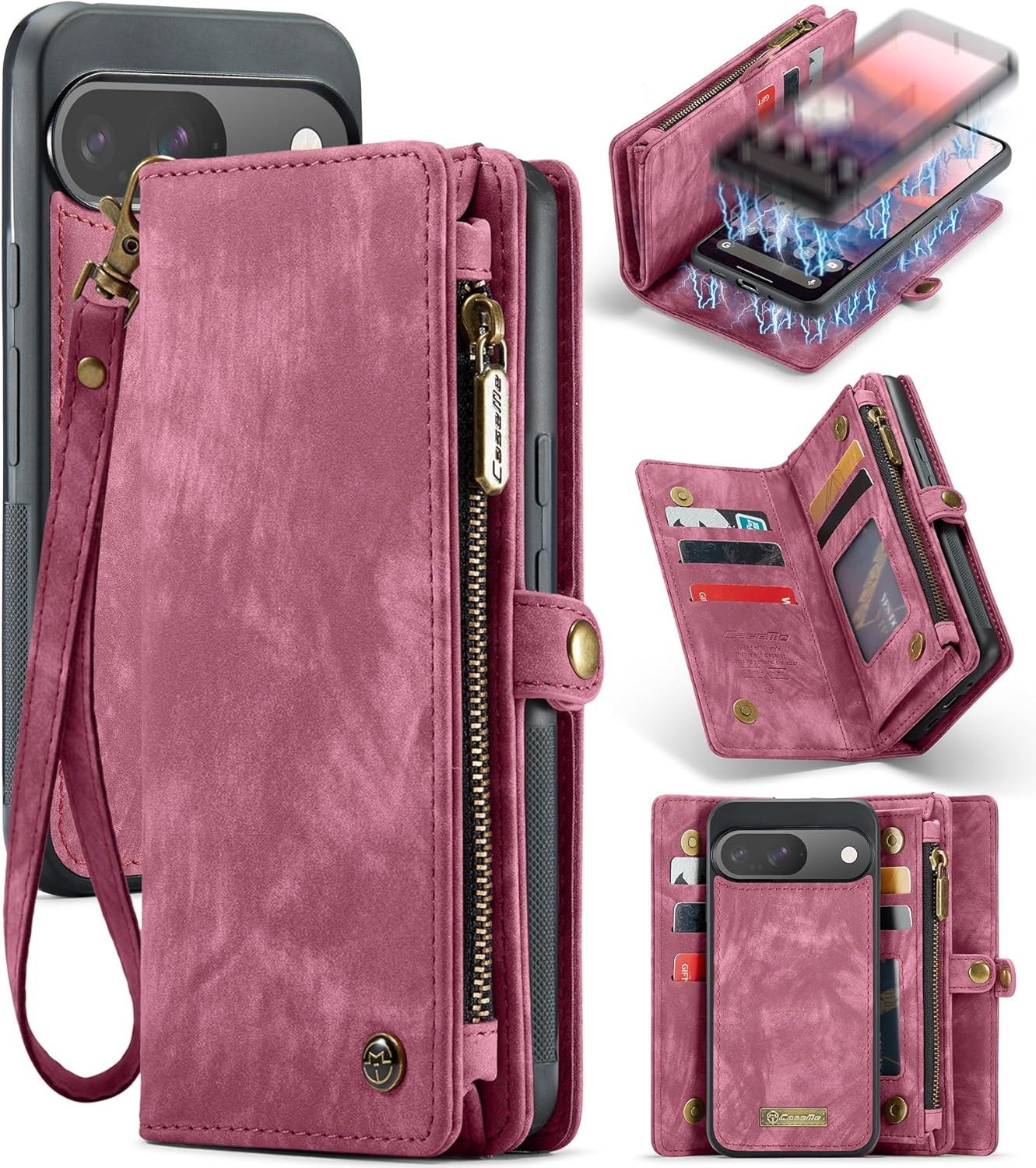 Pixel 9 Pro XL Wallet Case – 2-in-1 Faux Leather Magnetic Design