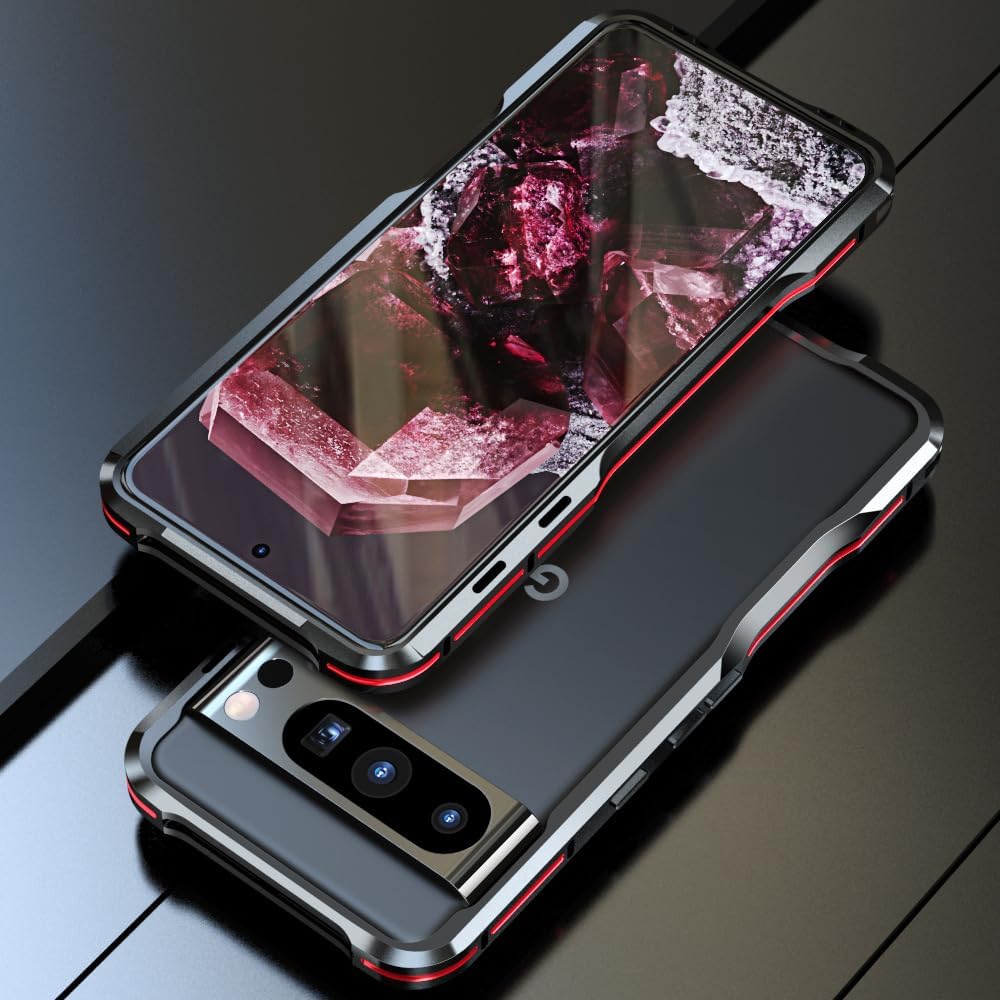 Google Pixel 8 Pro, Stylish Design Metal Frame Bumper case Black