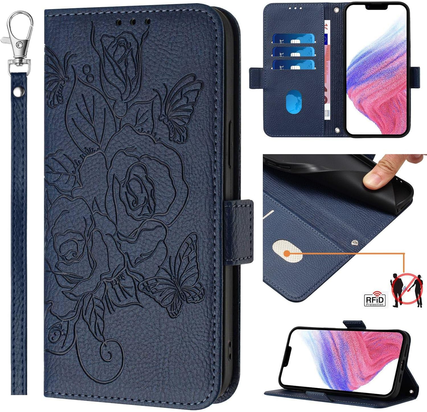 Google Pixel 9 Pro Roses Pattern PU Leather Flip Case Closure Wallet ...