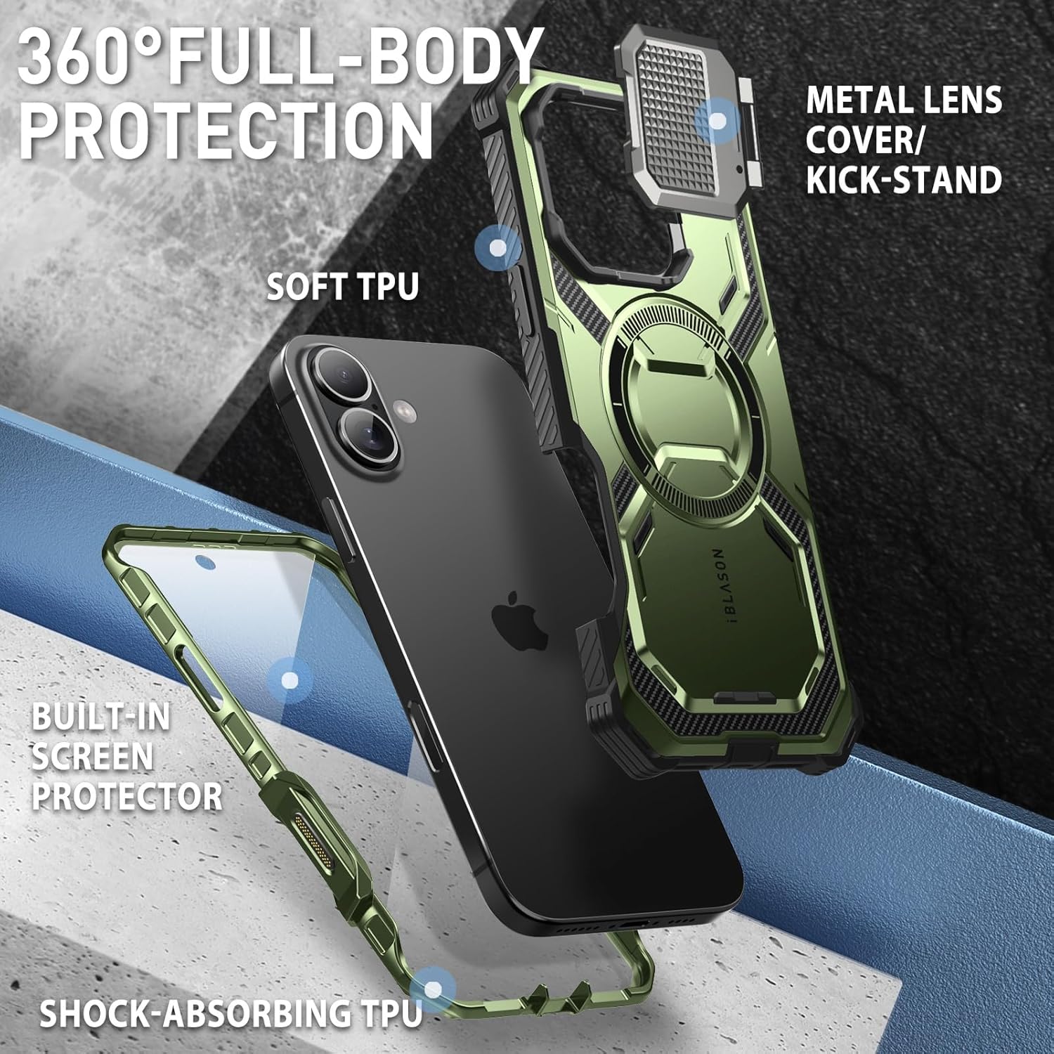 iPhone 16 Case MagSafe Full-Body Military Protection Magnetic Phone Ca