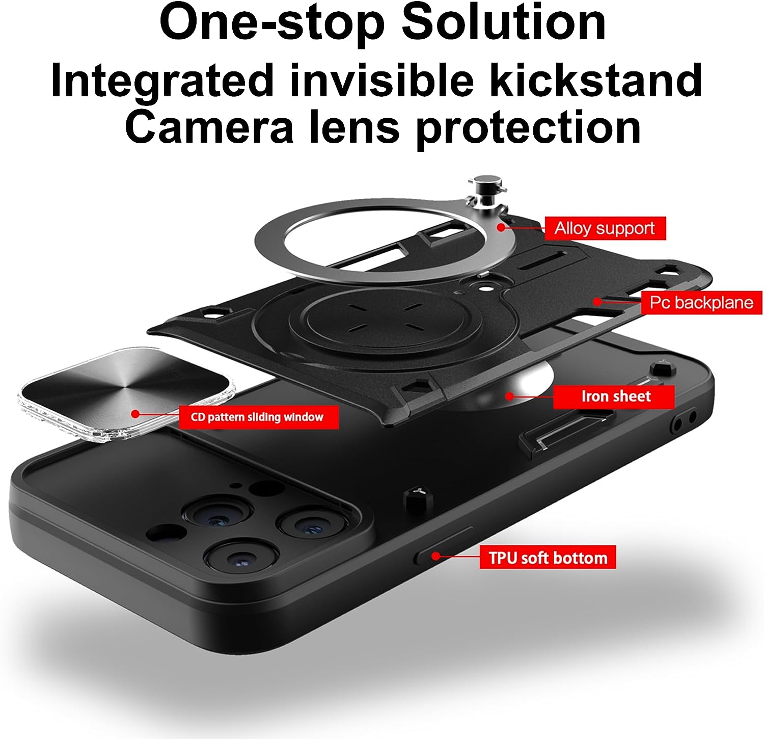 iPhone 16 Pro Max Kickstand Case with Camera Slide Cover