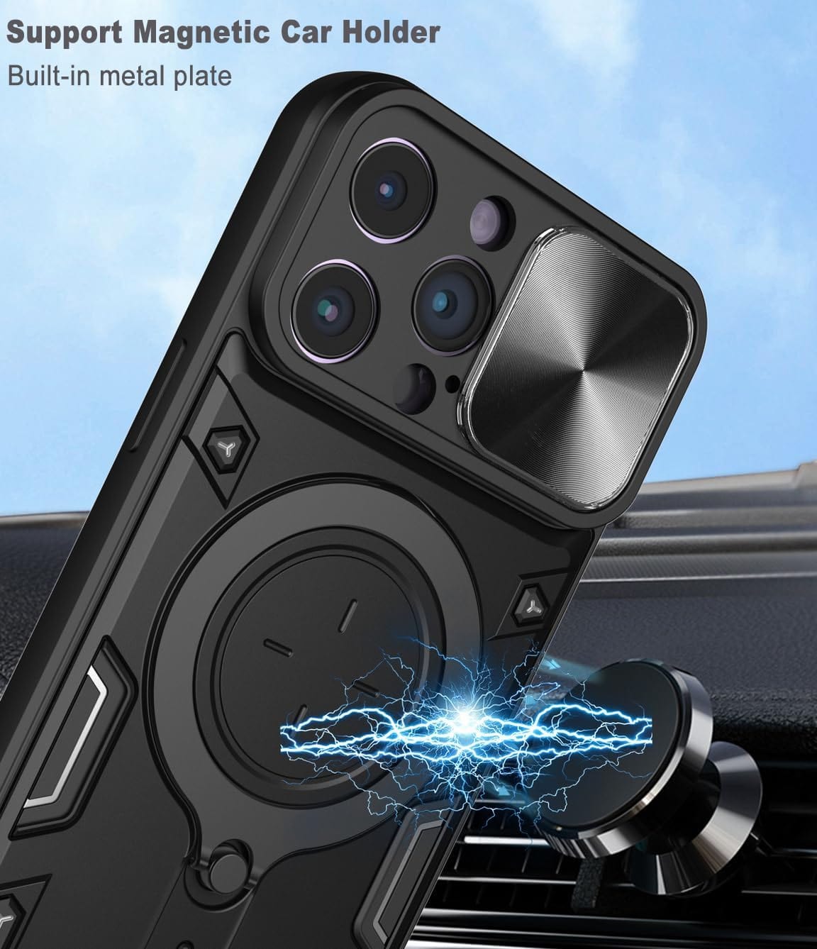 iPhone 16 Pro Max Kickstand Case with Camera Slide Cover