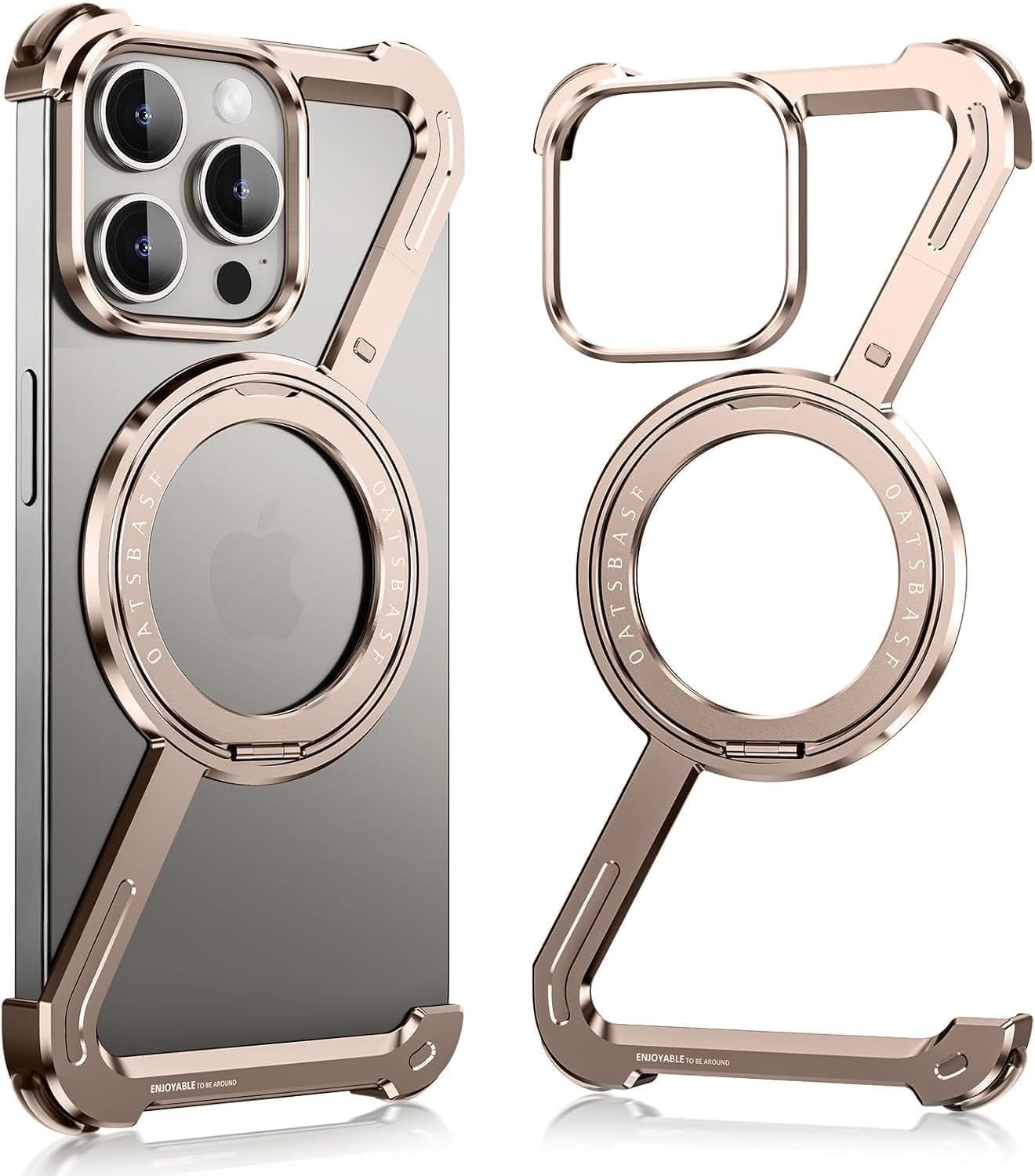 iPhone 16 Pro Metal Frame Case with Magnetic Ring Stand & Drop Guard