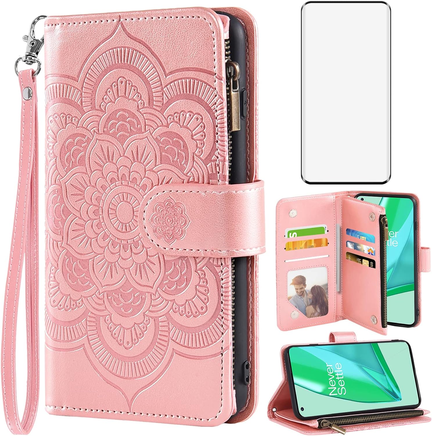 OnePlus 9 Pro One Plus 9Pro 5G Wallet Case Tempered Glass Screen Prote