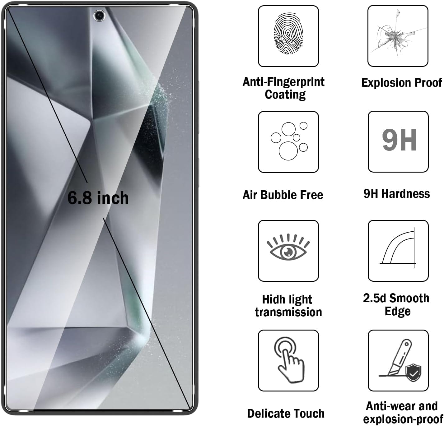 Samsung Galaxy S25 Ultra Full Coverage Tempered Glass Screen Protector