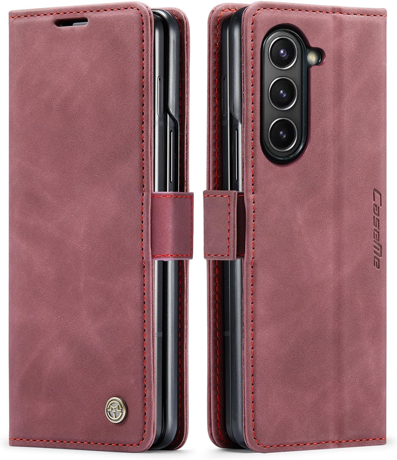 Samsung Galaxy Z Fold 5 Classic Design Leather Flip Card Holder Slot S