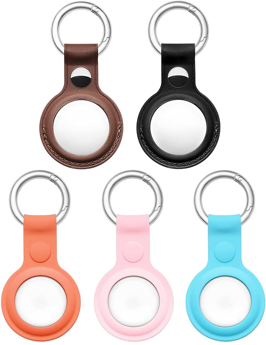 Apple Airtags case 5 Pack（2 Leather case+ 3 Silicone case） Apple Air t