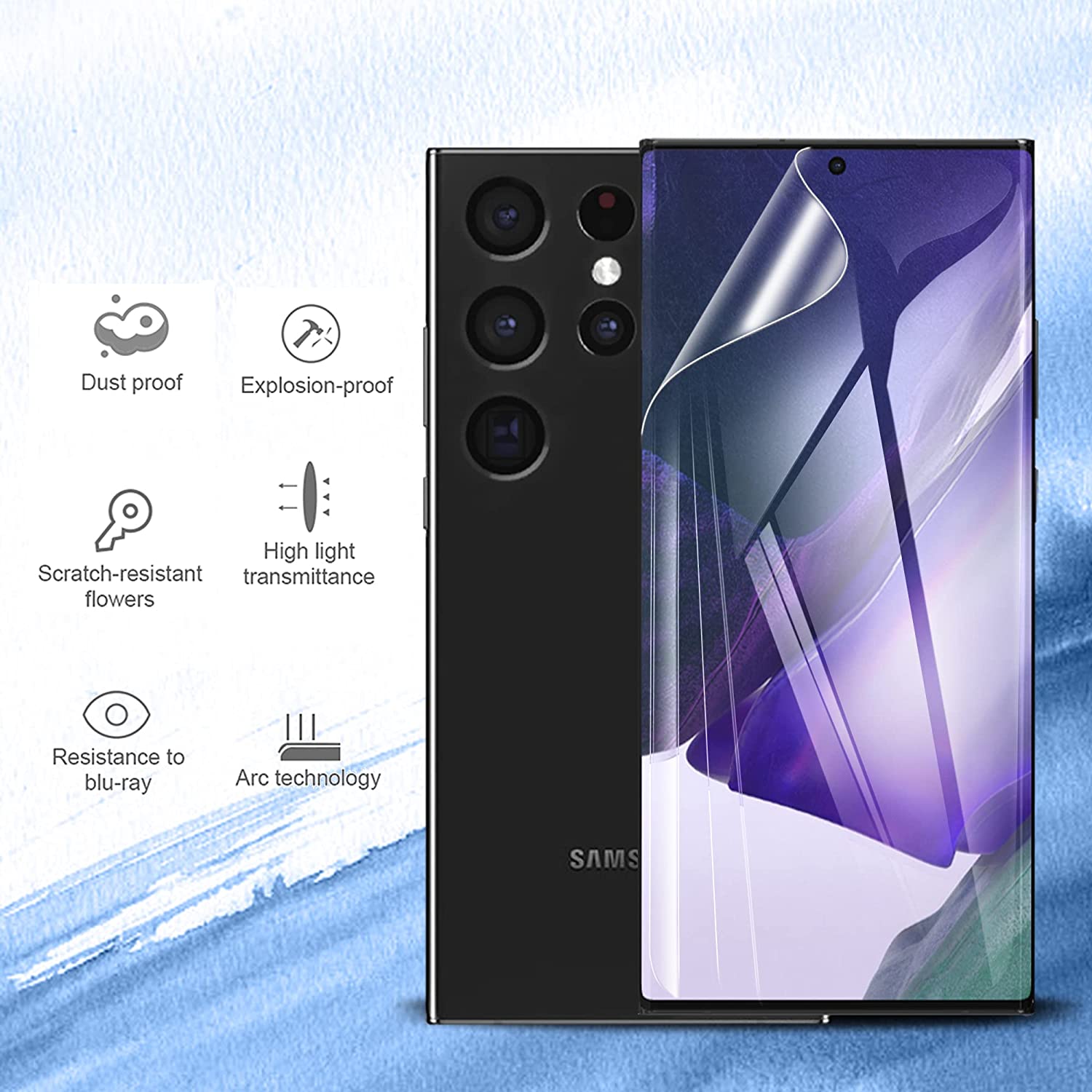 Galaxy S22 Ultra TPU Screen Protector + 3 Pack Camera Lens Protector