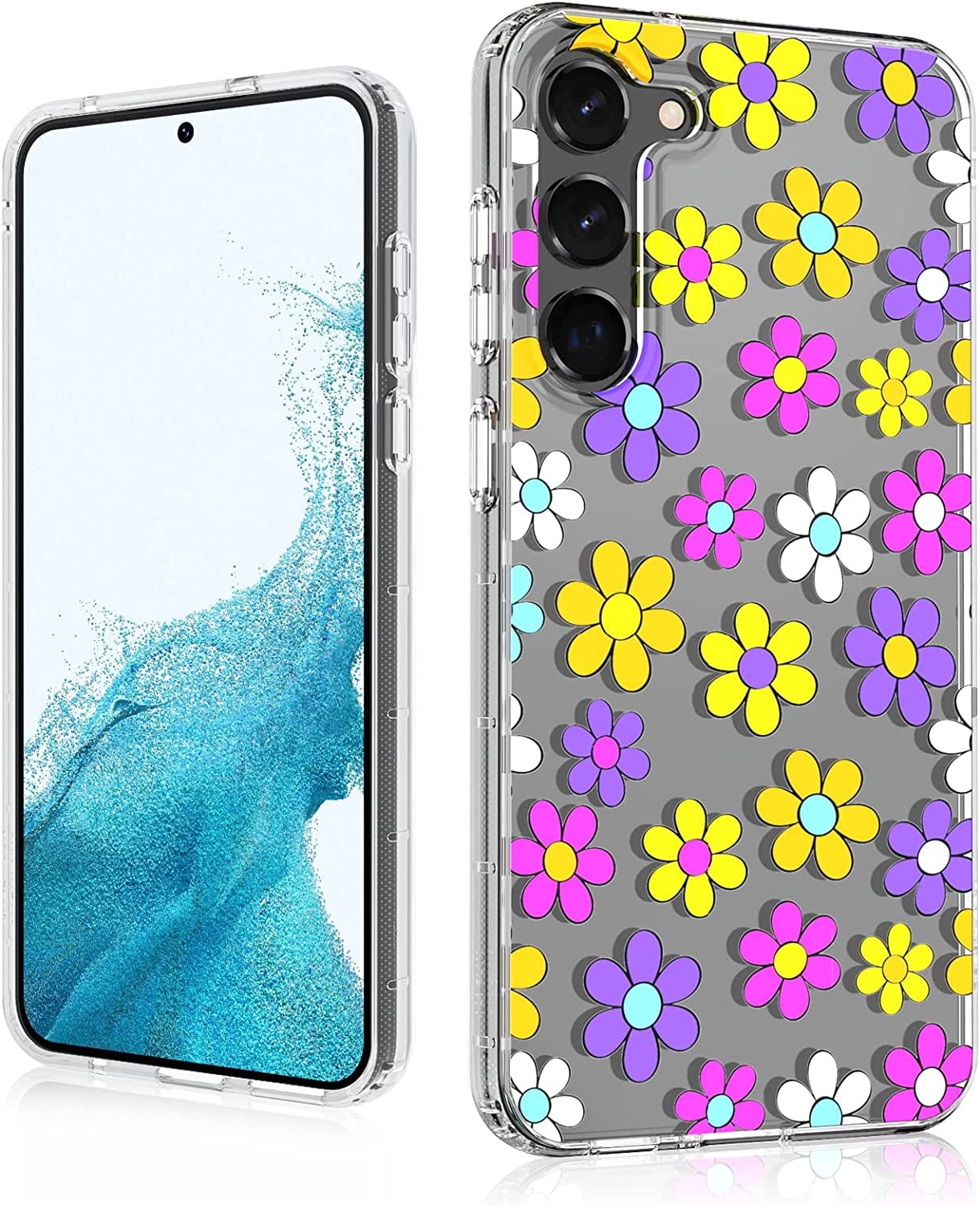 Galaxy S23 Series Clear Stylish Glitter Shockproof Cover for Women