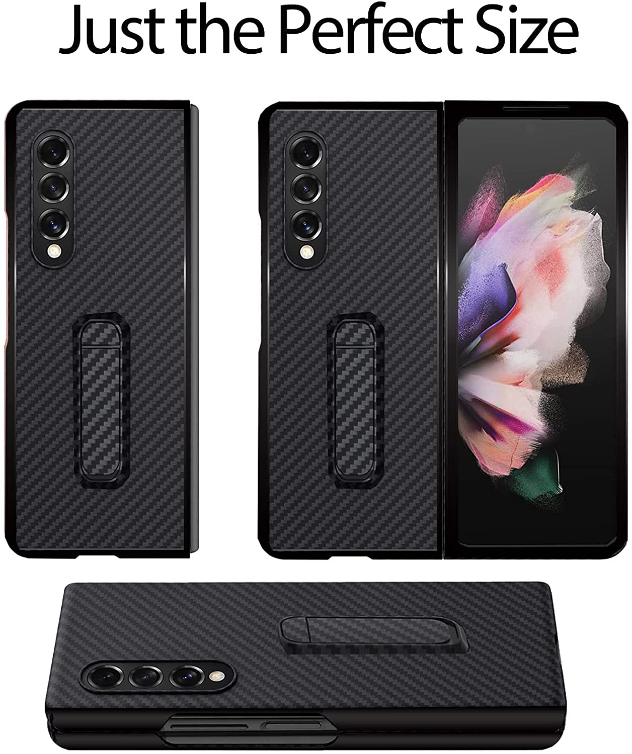 Galaxy Z Fold 3 Carbon Fiber Protection Leather Case Round