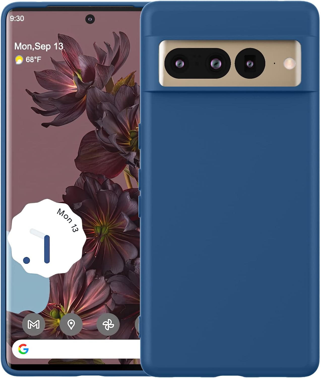 Google Pixel 7 Pro, Pixel 7 Pro Liquid Gel Rubber Bumper Case Cover Bl