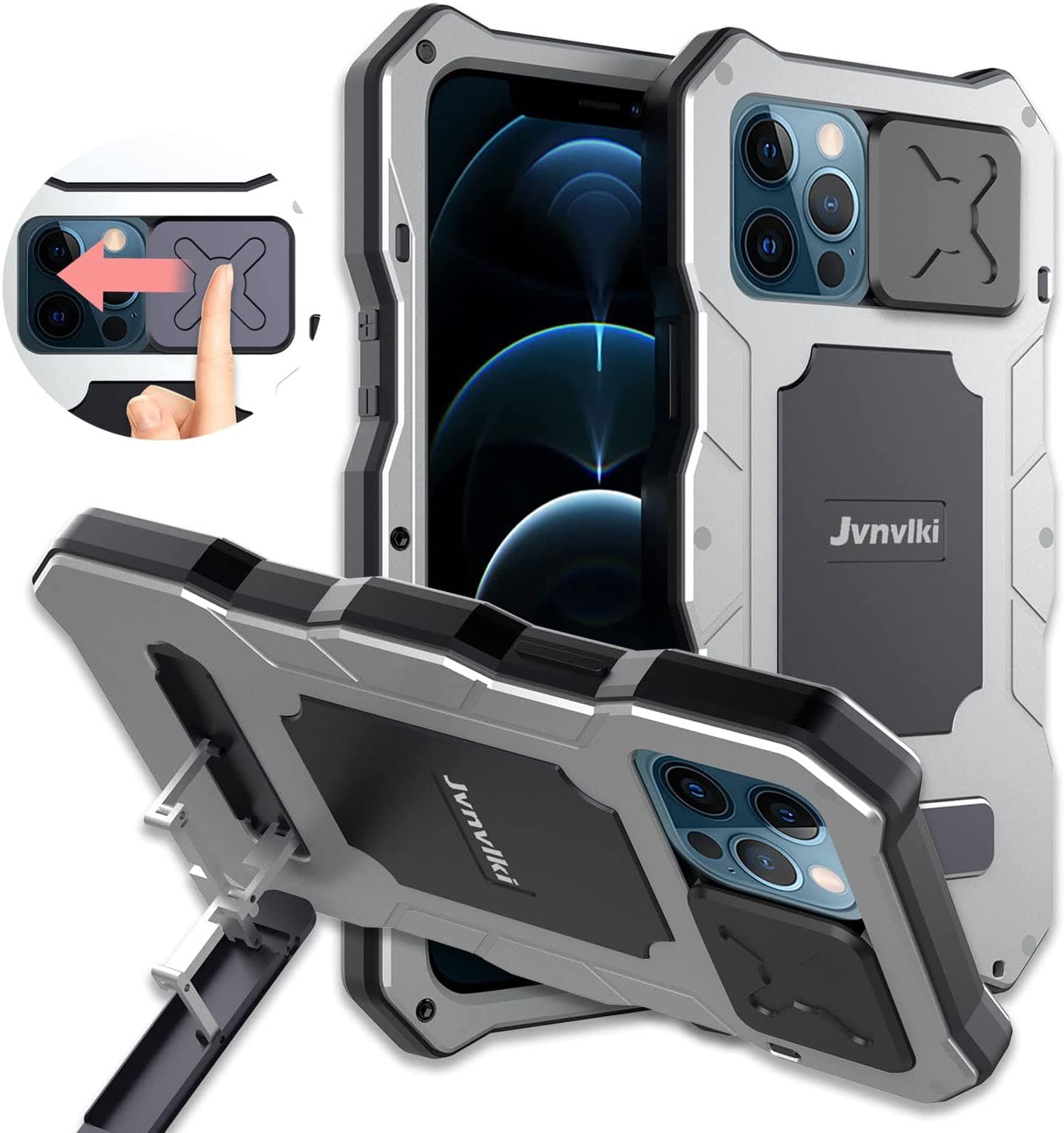 iPhone 12 Pro Max Metal Camera Lens Cover Kickstand Case