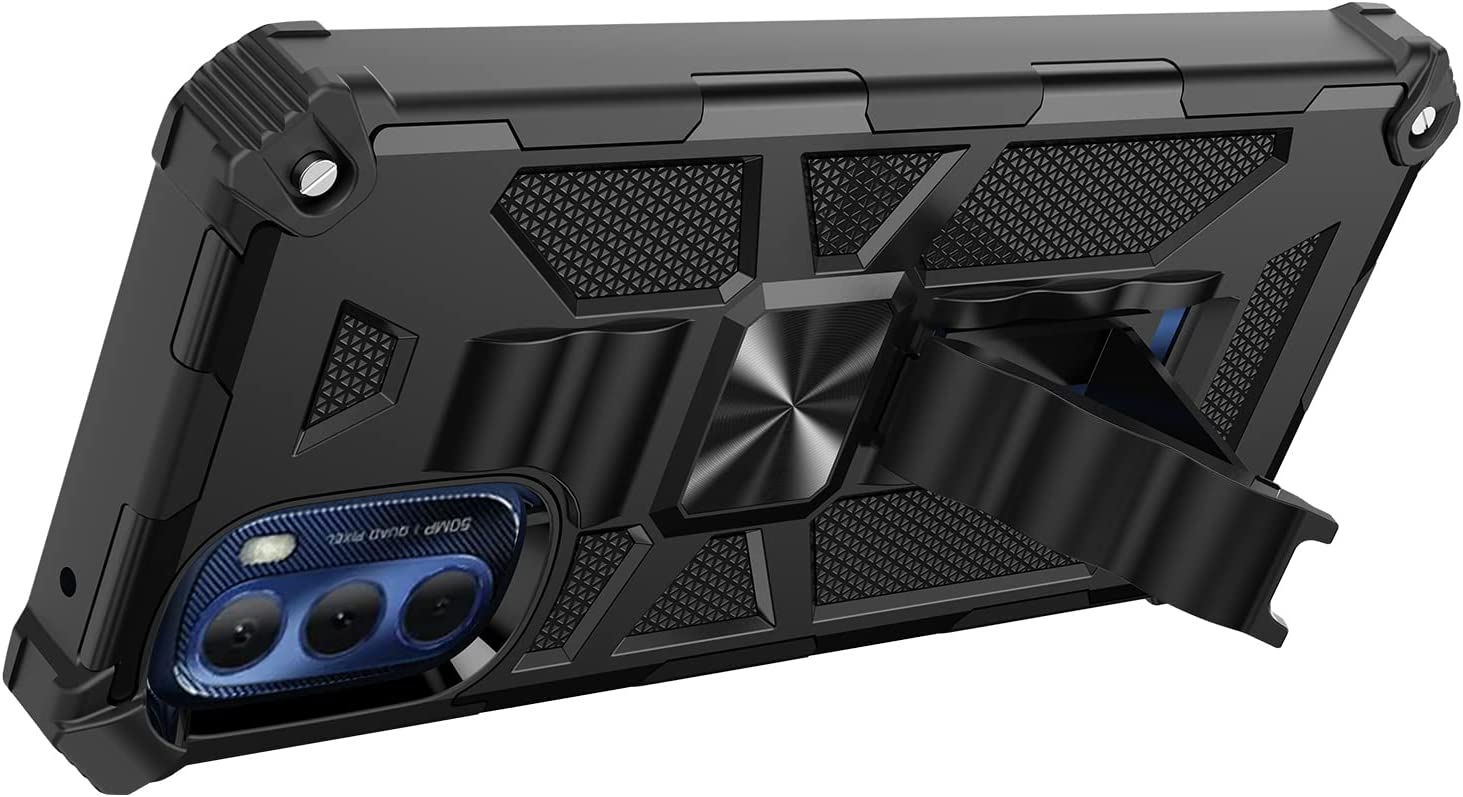 Motorola Edge Plus Case, Moto Edge Tempered Glass Protector Black Marb
