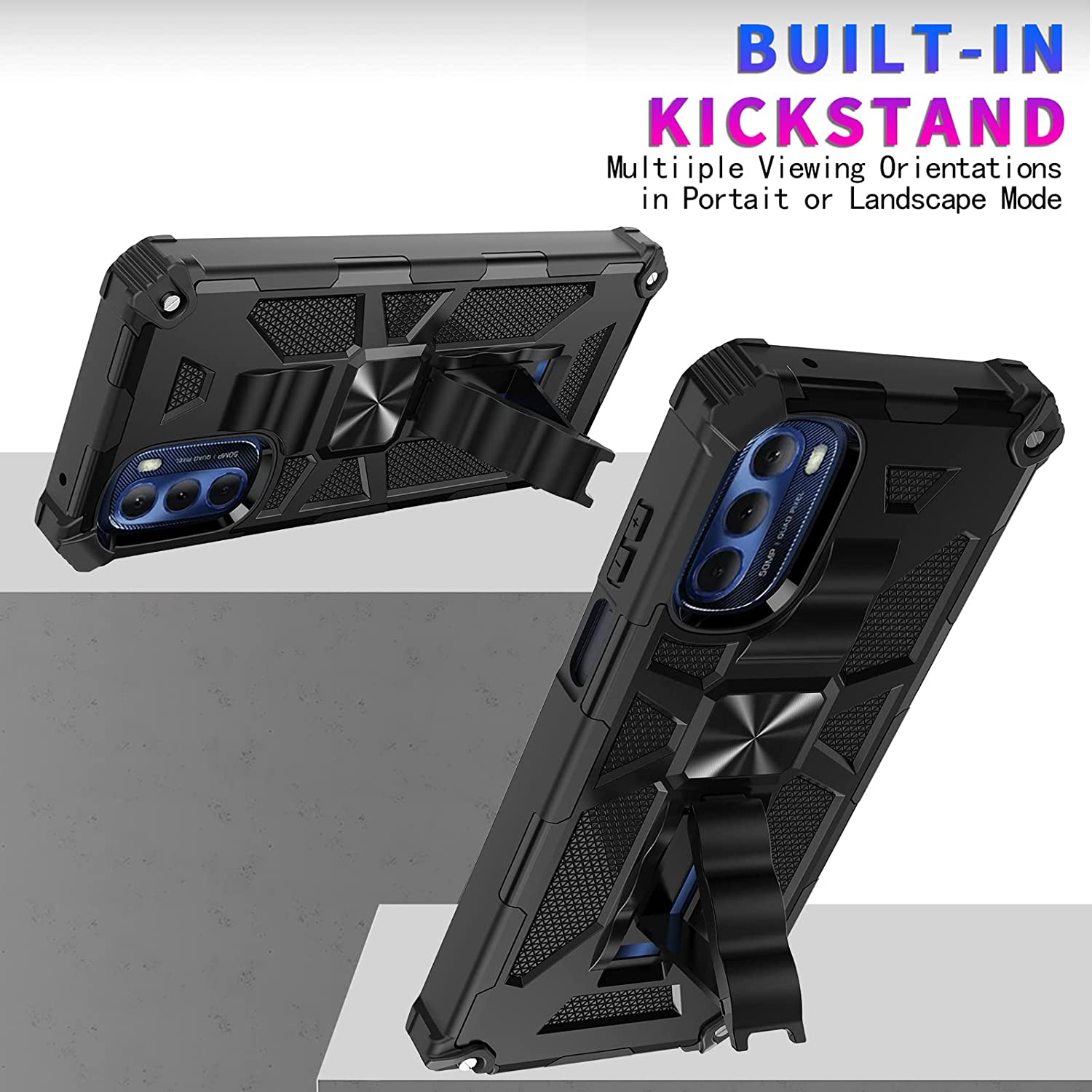 Motorola Edge Plus Case, Moto Edge Tempered Glass Protector Black Marb