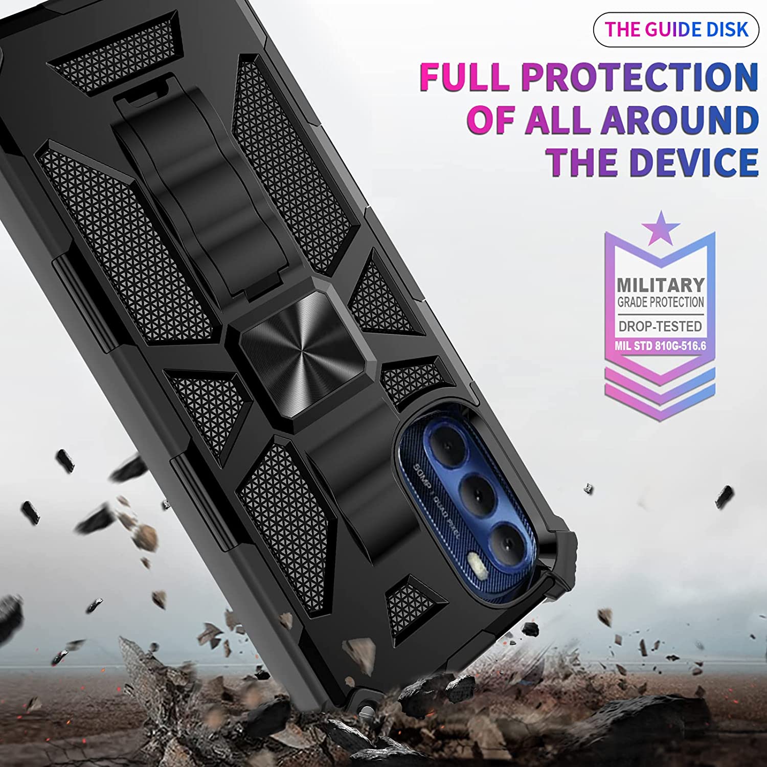 Motorola Edge Plus Case, Moto Edge Tempered Glass Protector Black Marb