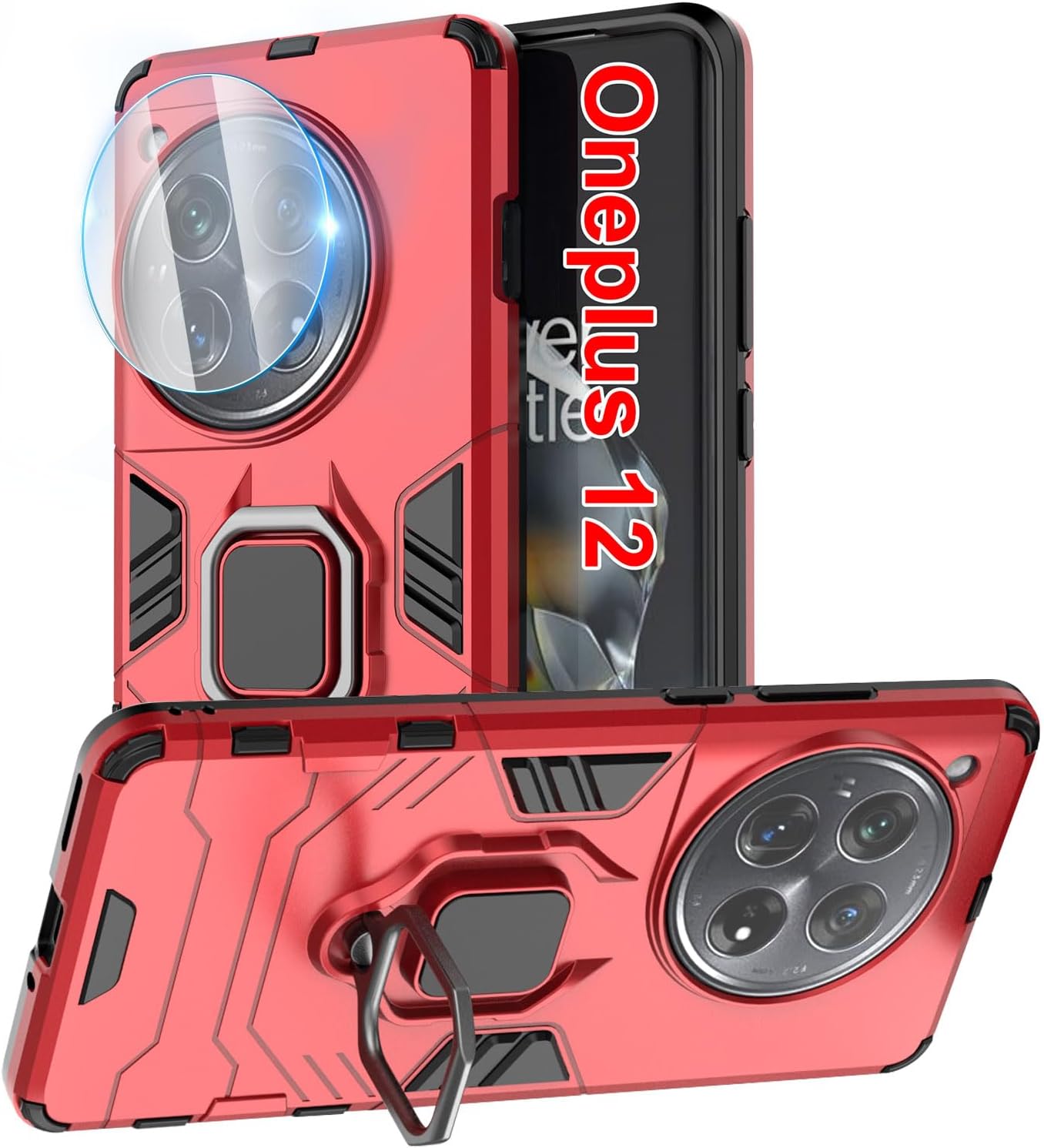 Oneplus 12 Kickstand Ring Case with Camera Protector