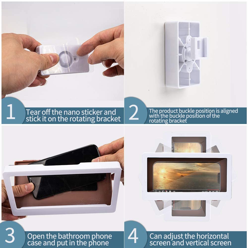 Shower Phone Holder Waterproof Phone Case Mount 360° Rotating